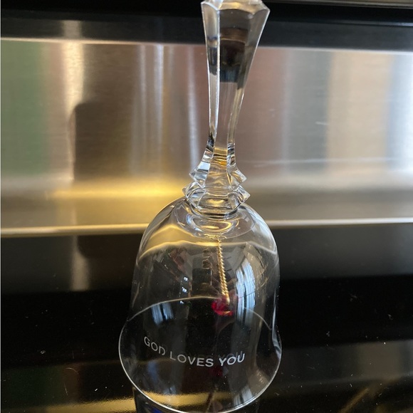 Accents | Vintage Crystal Glass Bell God Loves You Red Heart Clapper ...